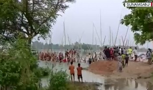 Water entering about 11 haors in Sunamganj